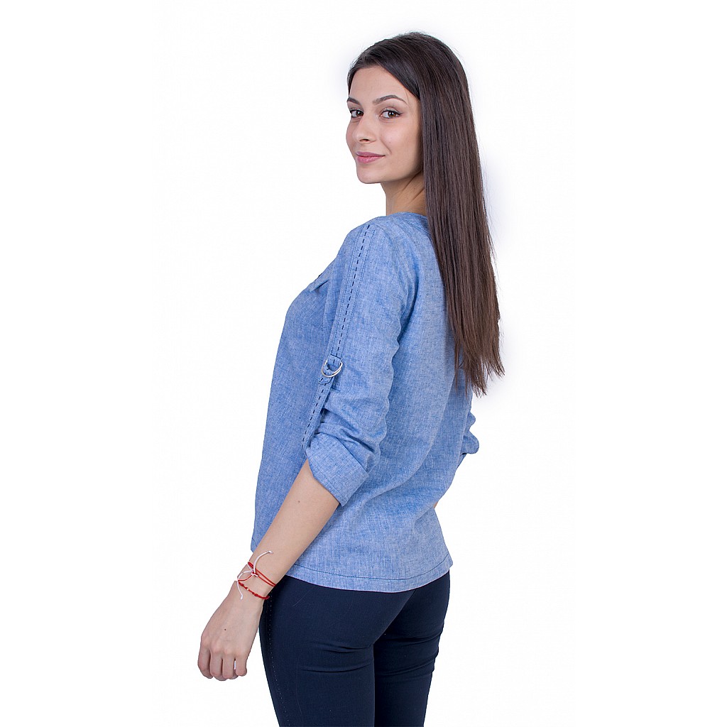 Light Blue Women's Blouse with Long Sleeves | E-Sofia
